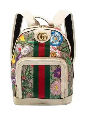 Gucci Small Gg Supreme Flora Ophidia Backpack - Brown