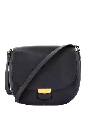 Celine Trotteur Calfskin Medium Crossbody Bag - Black