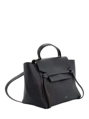 Celine Belt Bag Textured Leather Mini Shoulder Bag - Black