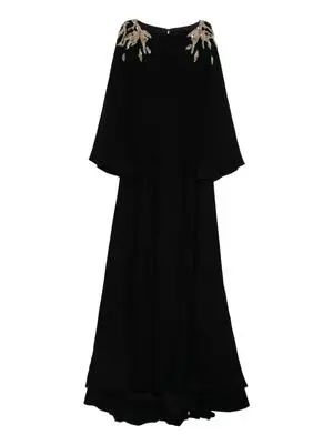 SAIID KOBEISY Embellished Crepe Kaftan - Black