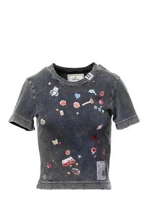 Mihara Yasuhiro Sticker-print T-shirt - Grey