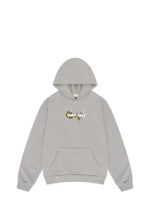 DENIM TEARS Embroidered Floral Logo Hoodie - Grey