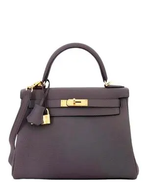 Hermès Kelly 28 Togo Handbag With Gold Hardware - Grey