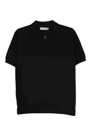 Canali Short-sleeve Zip-up Polo Shirt - Black