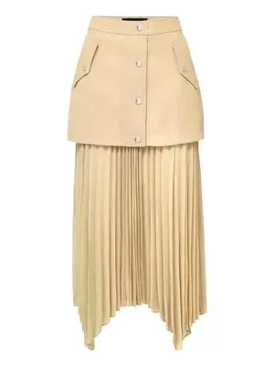 Veronica Beard Patricka Pleated Midi Skirt - Neutrals