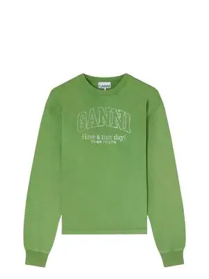 GANNI Embellished Long-sleeves Sweatshirt - Green