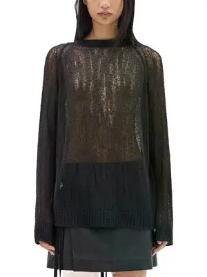 ANN DEMEULEMEESTER Semi-sheer Knit Sweater - Black