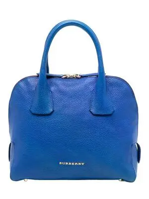 Burberry 2000-2017 Small Grained Calfskin Greenwood Satchel - Blue