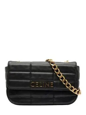 Celine 2022 Matelasse Goatskin Monochrome Chain Shoulder Bag - Black
