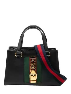 Gucci Sylvie Web Top Handle Satchel - Black