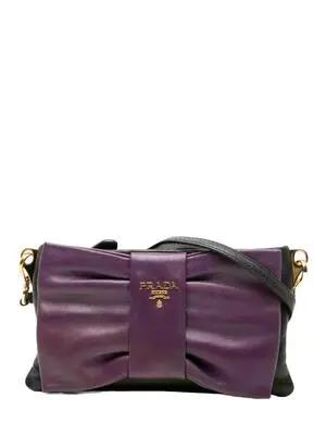 Prada 2000-2012 Bicolor Nappa Fiocco Bow Clutch - Purple