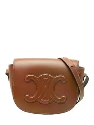 Celine 2021 Medium Calfskin Cuir Triomphe Folco Crossbody Bag - Brown