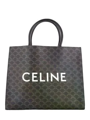 Celine Horizontal Logo Cabas Triomphe Coated Canvas Tote Bag - Brown