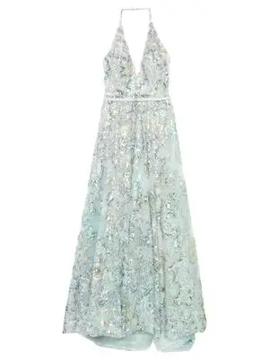 SAIID KOBEISY Embroidered Long Dress - Blue