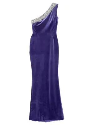 SAIID KOBEISY Crystal Embellished One-shoulder Gown - Purple