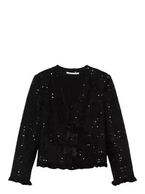 Alessandra Rich Sequined Bow-embellished Jacket - Black