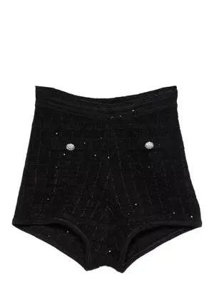 Alessandra Rich Embellished-button Mini Shorts - Black