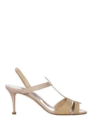 Manolo Blahnik T-strap Slingback Heeled Sandals - Neutrals