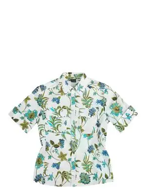 FAY Floral Print Short Sleeve Shirt - White