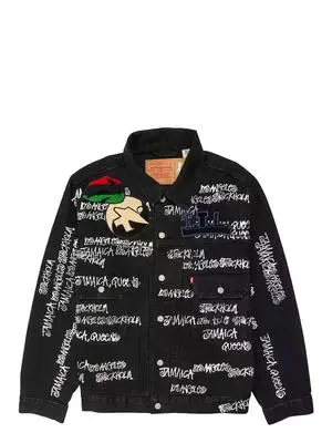DENIM TEARS X Stussy X Our Legacy Ttl Appliquéd Denim Jacket - Black