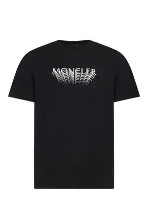 Moncler Cotton Tshirt With Printed Logo On The Front - Black