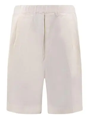 LANEUS Viscose And Linen Bermuda Shorts - Beige