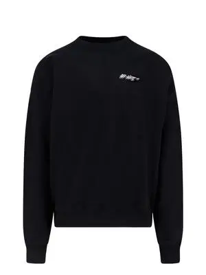 Off White Cotton Sweatshirt - Black