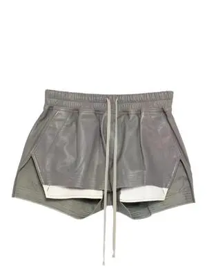 Rick Owens Drawstring Leather Shorts - Grey