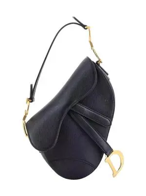 Dior Saddle Handbag Leather Mini Shoulder Bag Black