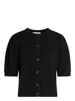 FRAME Ribbed Wool-blend Cardigan - Black