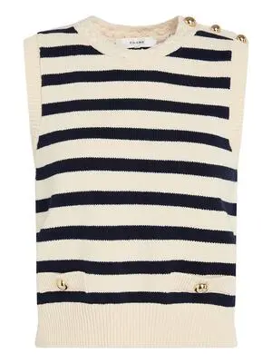FRAME Striped Cotton-blend Top - Navy