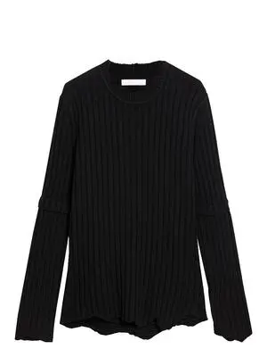 Helmut Lang Ribbed Merino Wool Sweater - Black