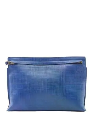 Loewe 2010-2026 Large Linen Embossed Anagram T Pouch - Blue