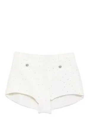 Alessandra Rich Embellished-button Mini Shorts - White