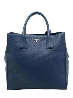 Prada Vitello Daino Open Convertible Tote Satchel - Blue