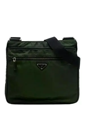 Prada 2013-2025 Tessuto Zip Top Crossbody Bag - Green