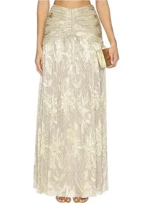 PatBO Golden Dust Lurex Maxi Skirt - Gold