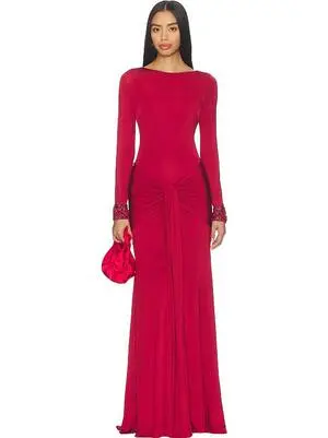 PatBO Intensity Jersey Long Sleeve Gown - Red