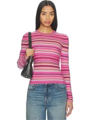 PISTOLA Madison Long Sleeve Crew Neck Sweater - Pink Brown Multi