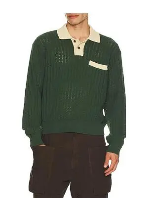 Obey Jasper Polo Sweater In Green - Pine Needle Multi