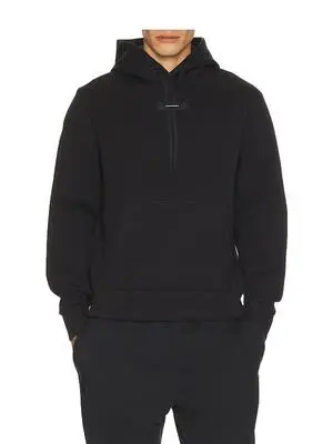 On Focus Tech Hoodie With Drawstring Hood And Kangaroo Pocket - Black