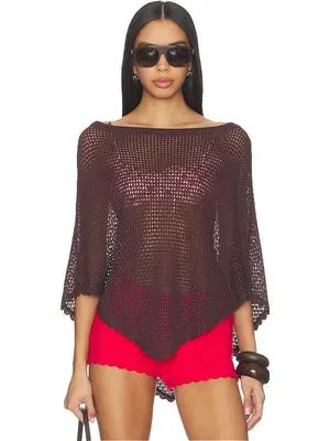 MORE TO COME Daleyza Poncho Top - Brown