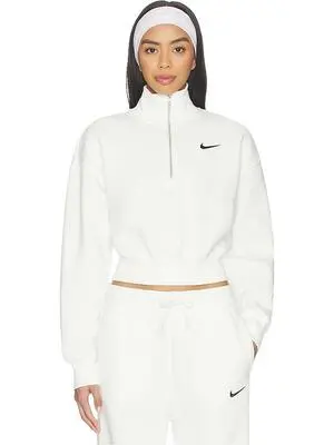 Nike 1/2 Zip Cropped Sweatshirt - Sail & Black