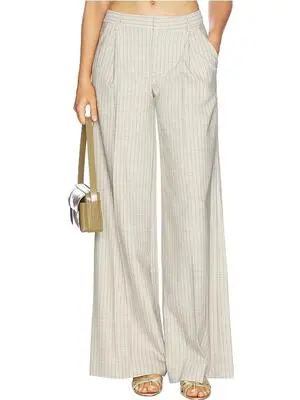 L'Agence Allanah Mid Rise Trouser - Grey & Tan Pinstripe