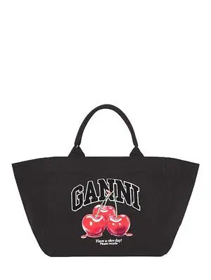 GANNI Shopper Xxl Cherry Printed Tote - Phantom