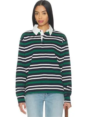 Superdown Sashia Polo Top - Green Stripe