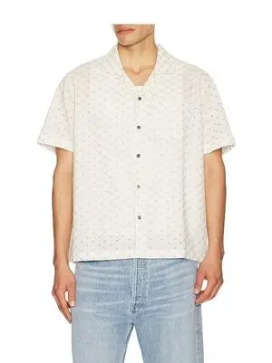 Rails Tyler Camp Collar Shirt In White - Silver Bone Diamond