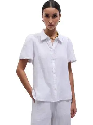 ME+EM Cheesecloth Trim Detail Blouse - Soft White