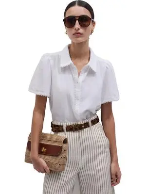 ME+EM Cheesecloth Trim Detail Blouse - Soft White
