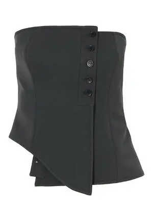 JEAN PAUL GAULTIER Strapless Asymmetric Wool-blend Bustier Top - Gray